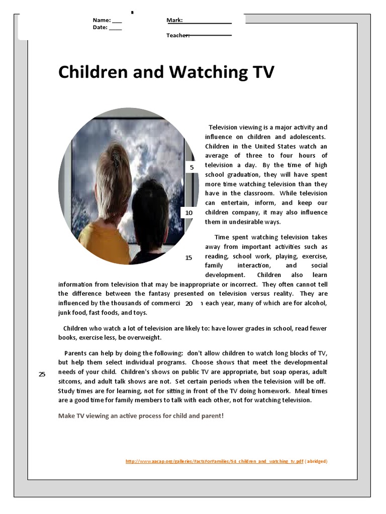 Children and Watching TV: Parental Guidance is Key | PDF | Human ...