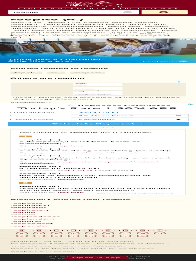 Origin and Meaning of "Respite" | PDF | Language Arts & Discipline ...
