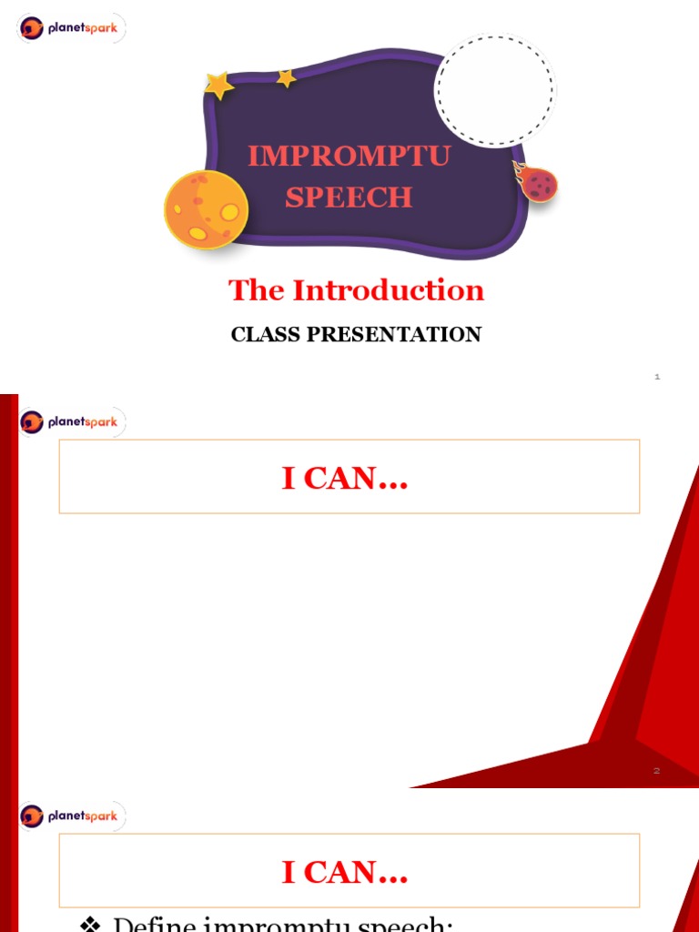 Impromptu Speech Guide and Examples | PDF | Rhetoric | Human Nature