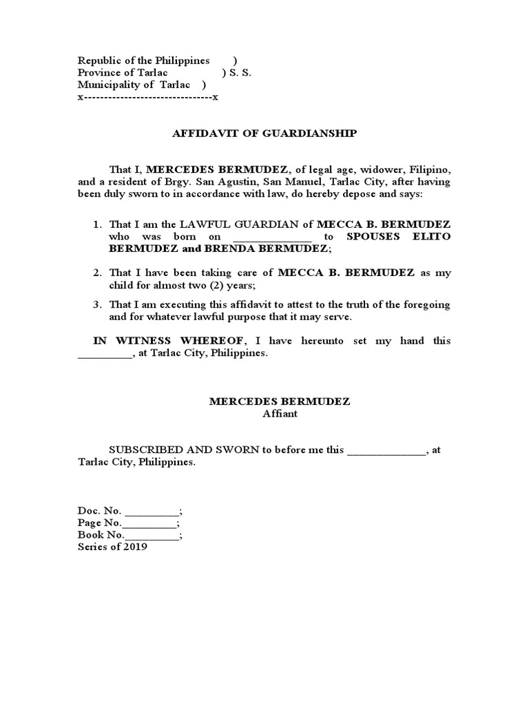 Affidavit of Guardianship | PDF