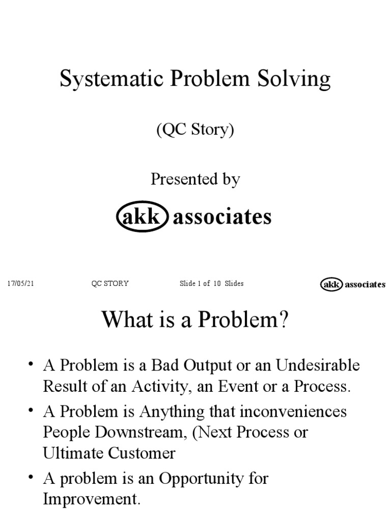 Systematic Problem Solving: Akk Associates | PDF | Observation | Cognition