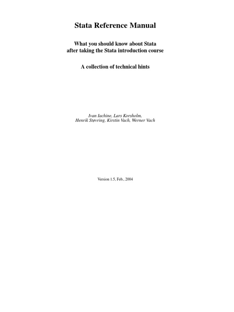 Stata Reference Manual: What You Should Know About Stata After Taking ...