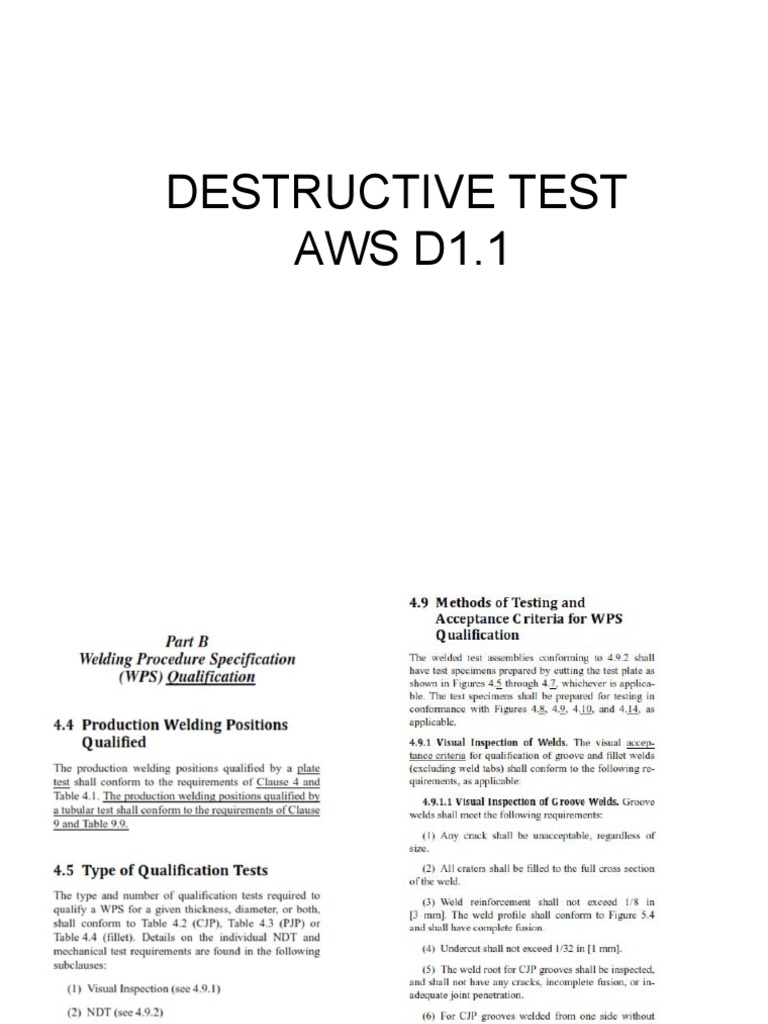 Destructive Test Aws d1.1 | PDF