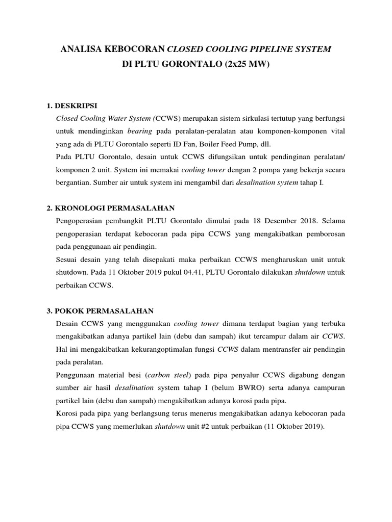 Lesson Learn Analisa CLosed Cooling System REV02 | PDF