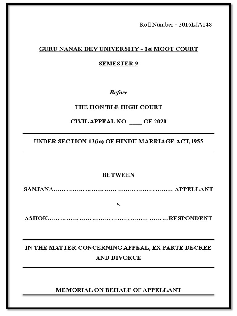 Moot Memorial | PDF | Ex Parte | Lawsuit