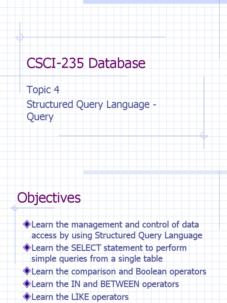 4.structured Query Language - Query | PDF | Data Management Software ...