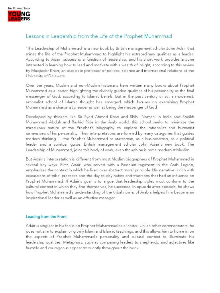 Lessons in Leadership From The Life of Prophet Muhammad | PDF ...
