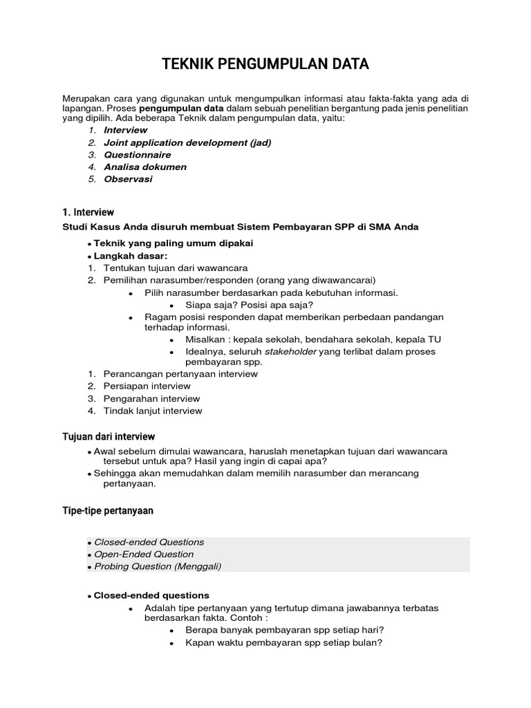 Teknik Pengumpulan Data Pdf