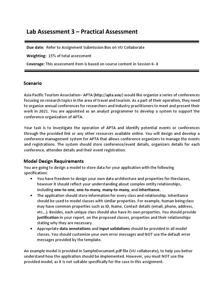 Lab Assessment 3 - Practical Assessment: Scenario | PDF | Databases ...