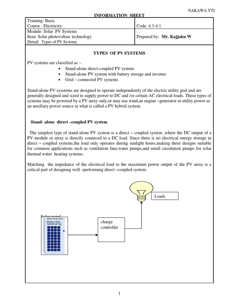 Types of PV System | Download Free PDF | Photovoltaic System ...