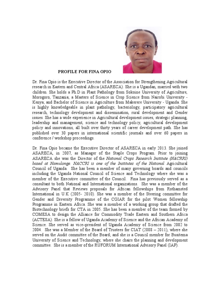 Based at Namulonge. NACCRI Is One of The Institutes of The National ...