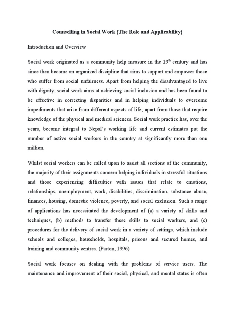 Counselling in Social Work | PDF | Psychotherapy | Social Work