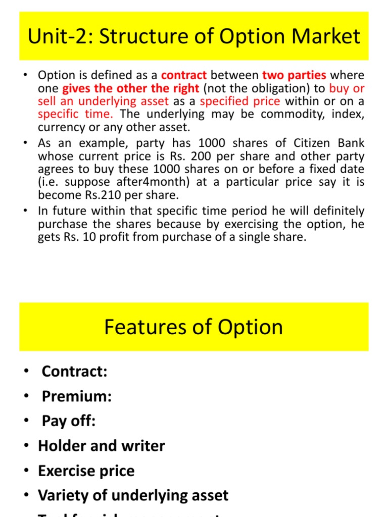 Unit 2 Structure of of Options Markets | PDF | Put Option | Option ...