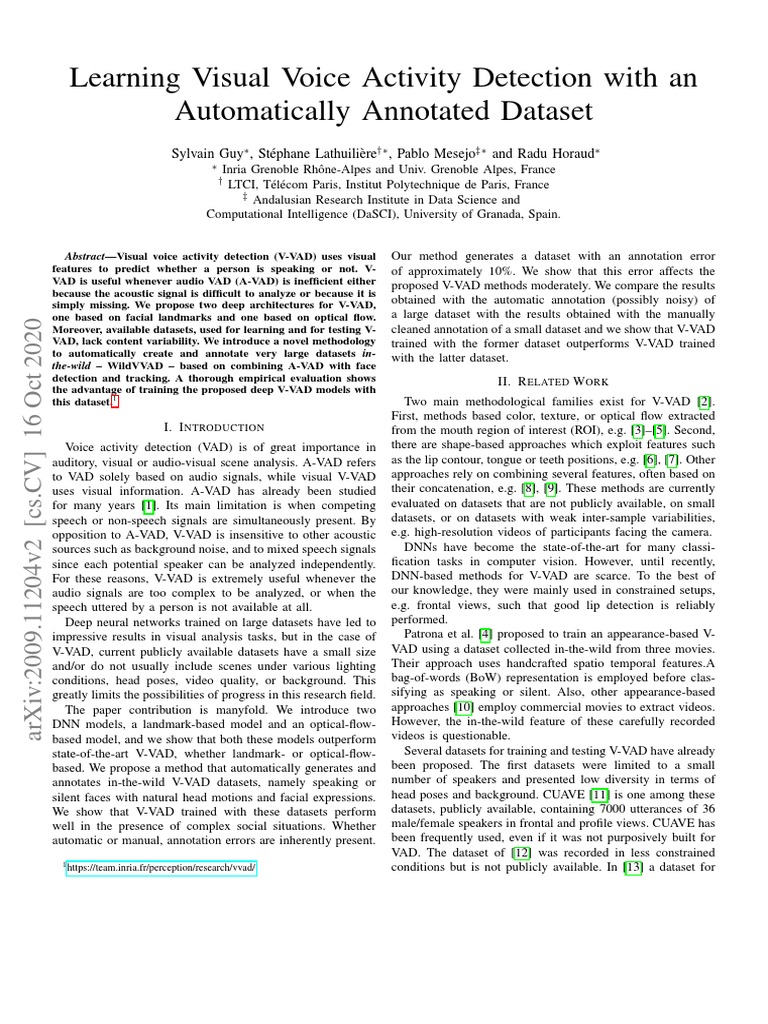 Learning Visual Voice Activity Detection With An Automatically ...
