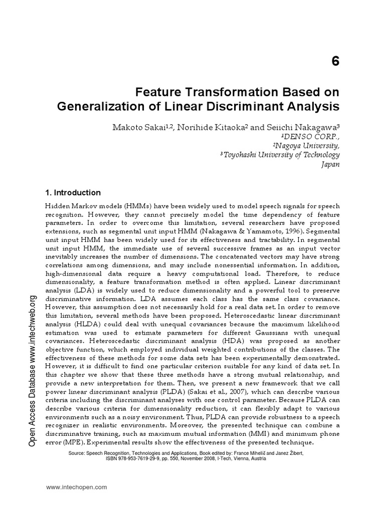 Feature Transformation Based On Generalization of Linear Discriminant ...