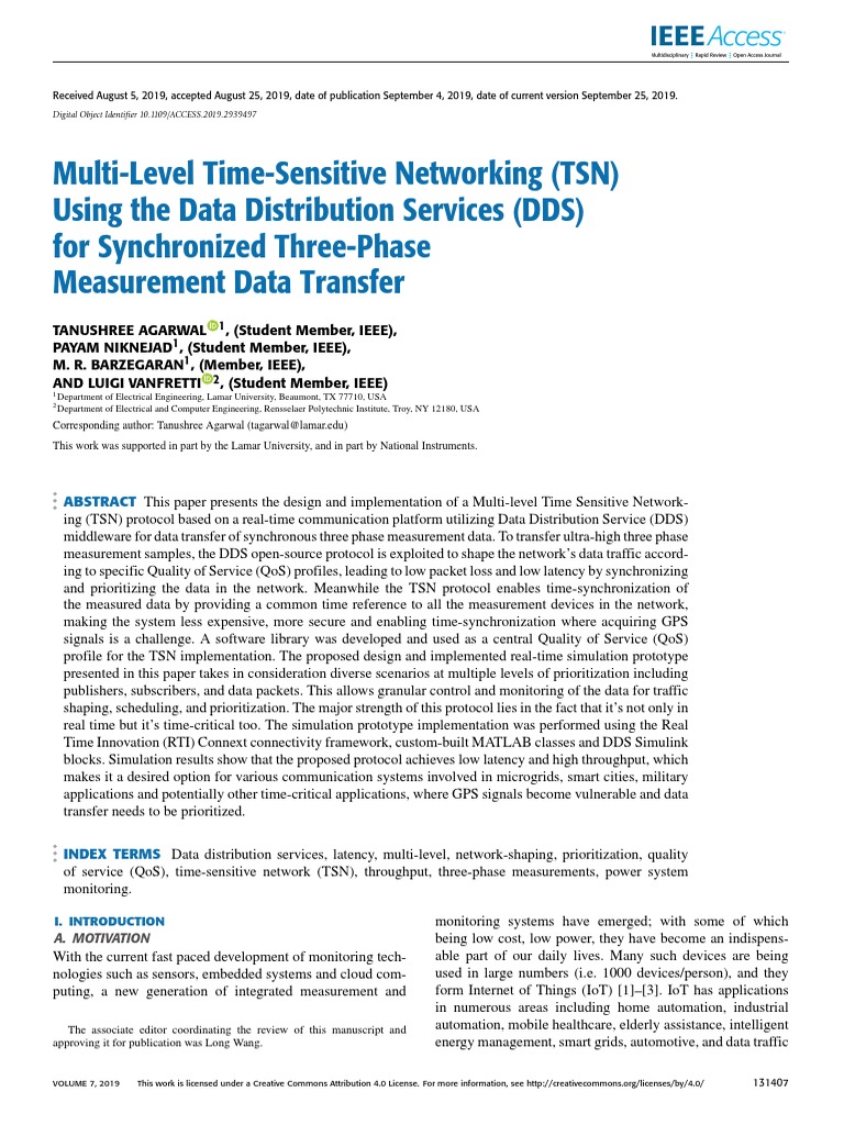 Multi-Level Time-Sensitive Networking (TSN) Using The Data Distribution Services (DDS) For ...