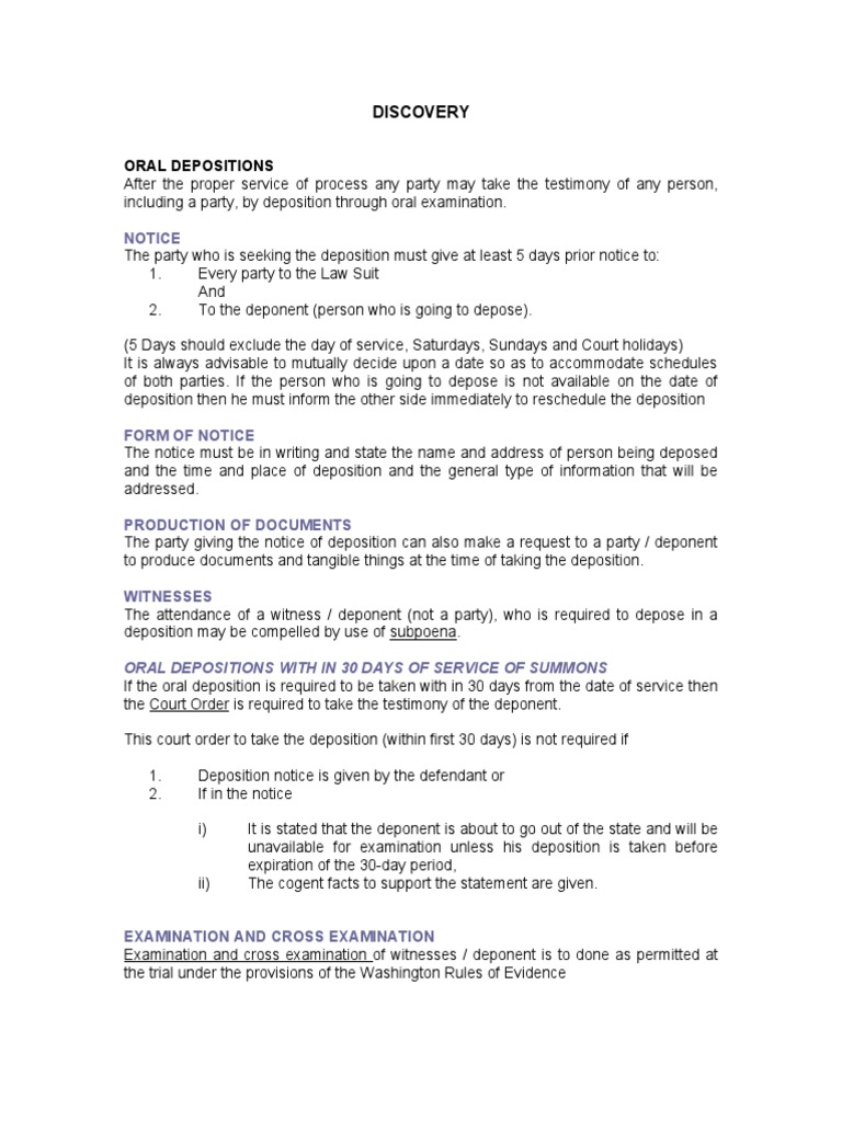 Oral Depositions: Notice | PDF | Deposition (Law) | Discovery (Law)