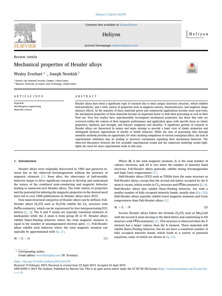 Heliyon: Wesley Everhart, Joseph Newkirk | PDF | Young's Modulus | Fracture