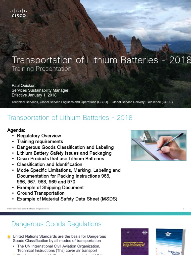 Transportation of Lithium Batteries - 2018: Training Presentation | PDF ...