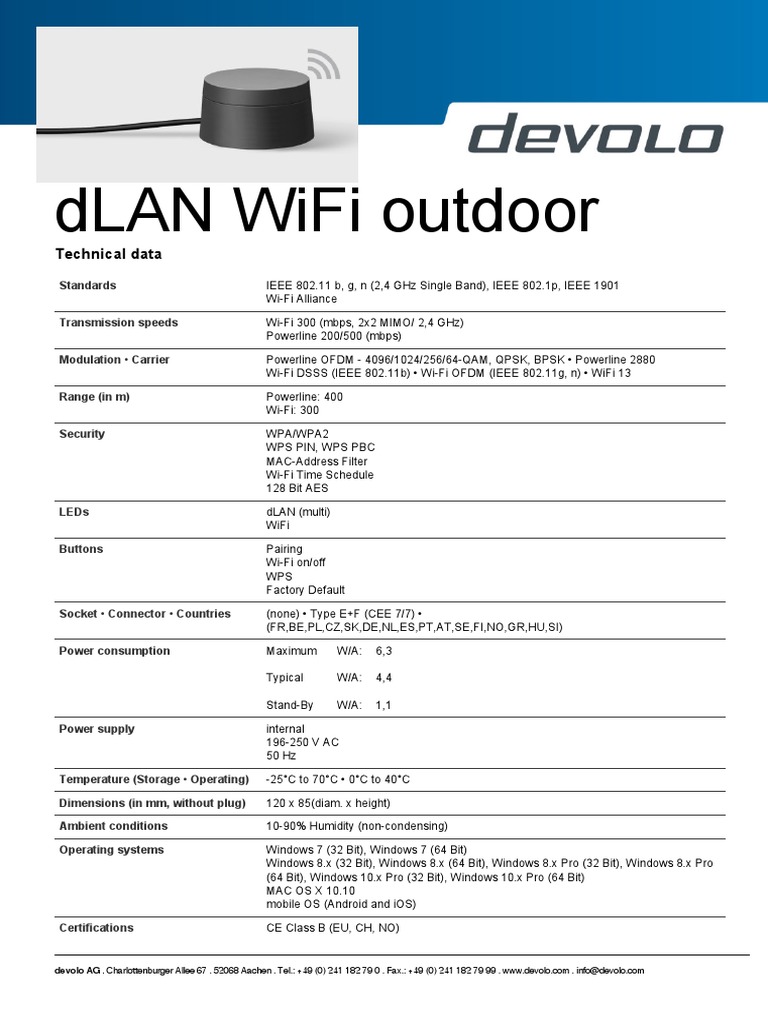 Dlan Wifi Outdoor: Technical Data | Download Free PDF | Wi Fi | Ieee 802.11