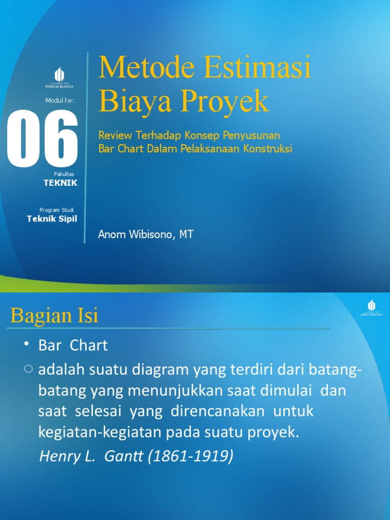 Metode Estimasi Biaya Proyek: Tinjauan Terhadap Penggunaan Bar Chart ...