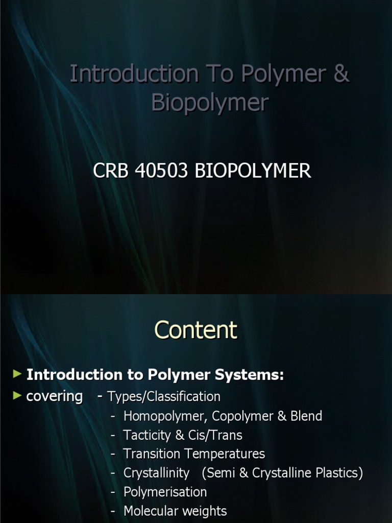 Introduction To Polymer and Biopolymer | PDF | Copolymer | Polymers