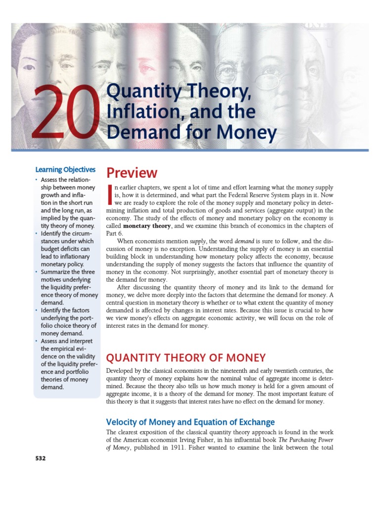 Ch20 - Quantity Theory of Money | PDF | Demand For Money | Quantity ...