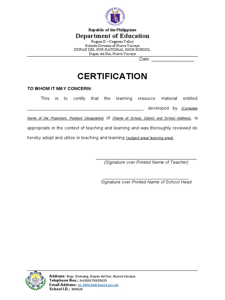 Certification of Adoption | PDF