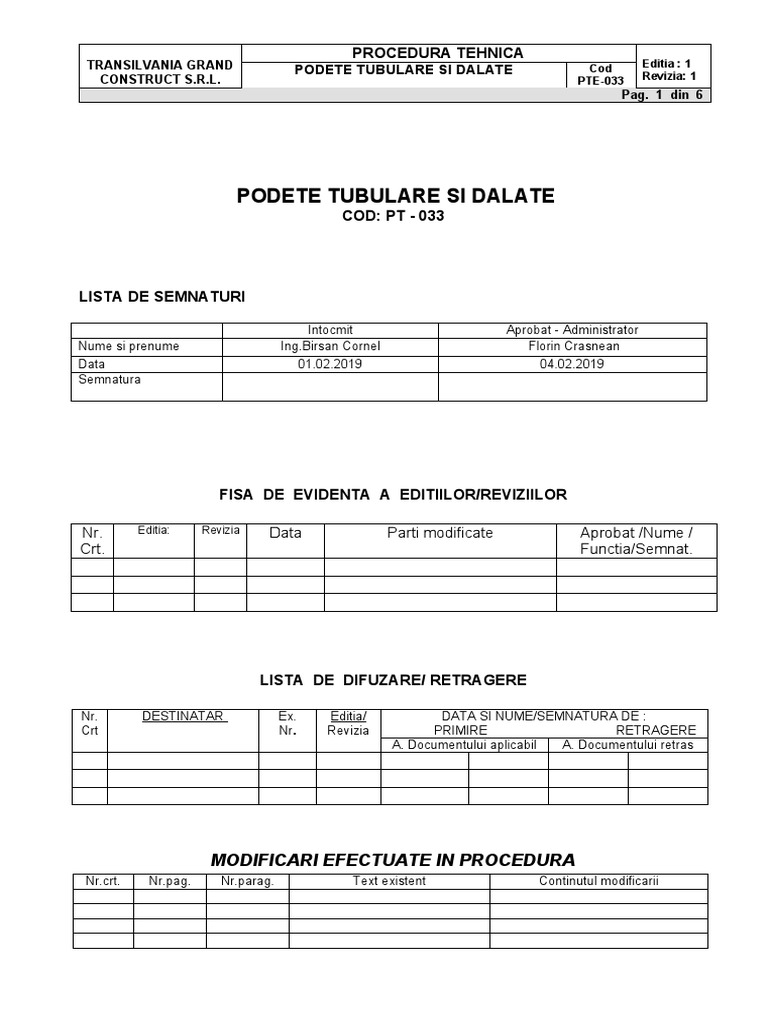 PTE-033 Podete Tubulare Si Dalate | PDF
