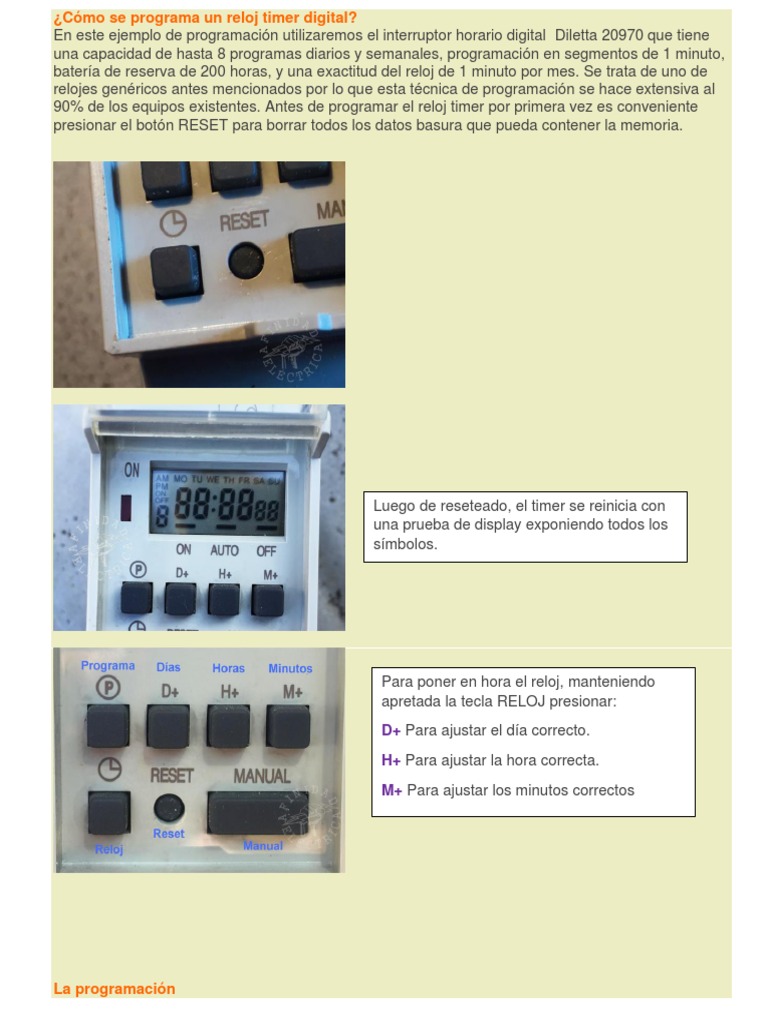 Cómo Se Programa Un Reloj Timer Digital | PDF | Reloj | Ingeniería ...
