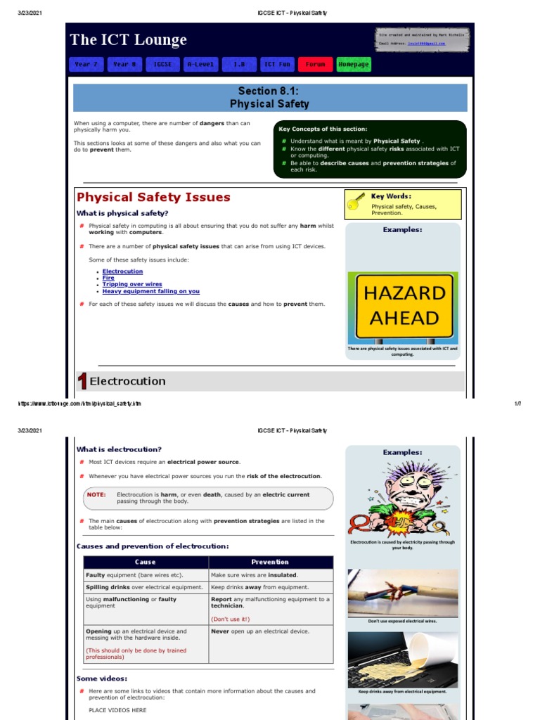 The ICT Lounge: Physical Safety Issues | PDF | Ac Power Plugs And ...