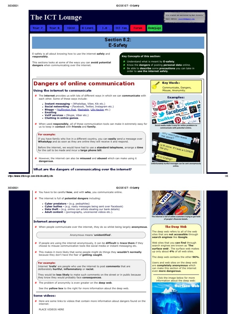 The ICT Lounge: Dangers of Online Communication | PDF | Internet ...