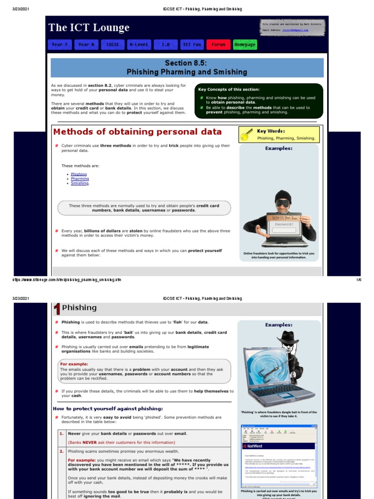 Phishing, Pharming, and Smishing Explained | PDF | Phishing | Computer Science