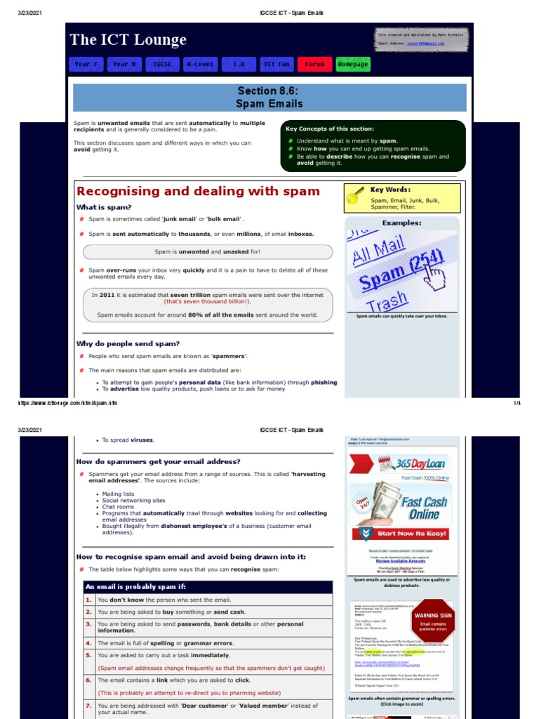 The ICT Lounge: Recognising and Dealing With Spam | PDF | Email Spam ...
