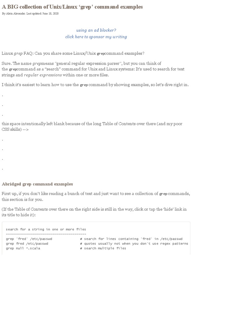 Grep' Command Examples | PDF | Regular Expression | Filename