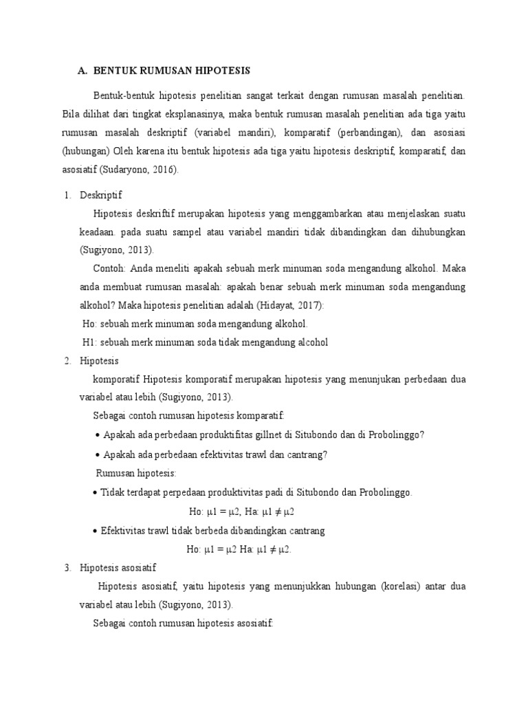 Contoh Hipotesis Penelitian | PDF