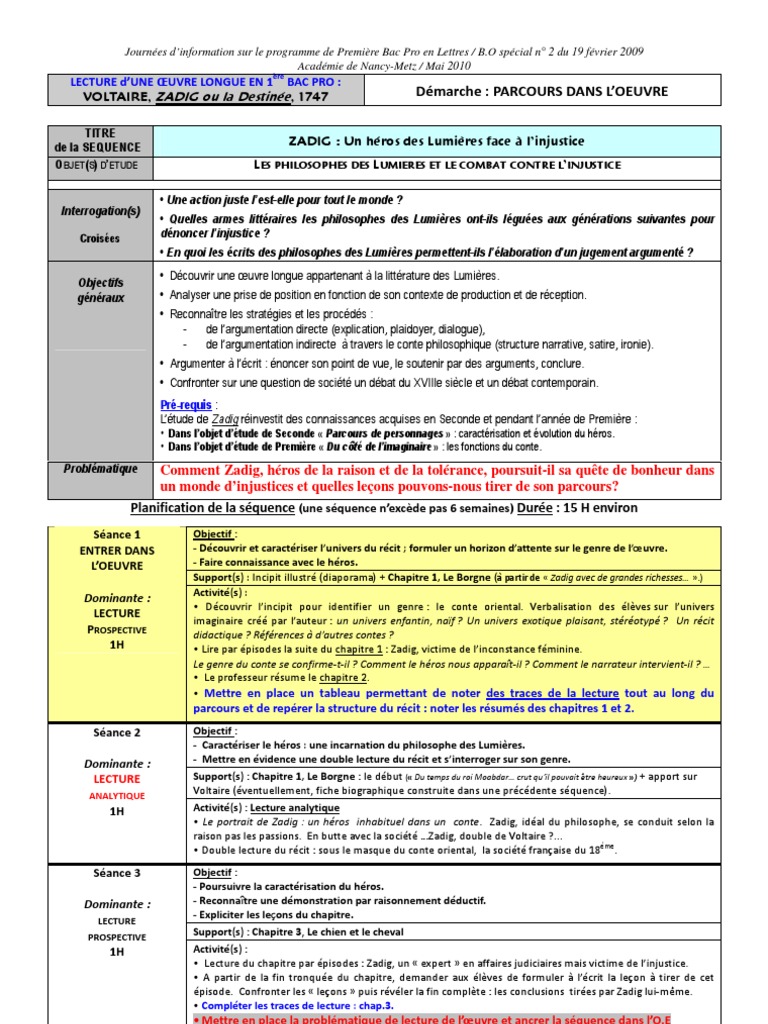 Trame Sequence Zadig | PDF | Voltaire