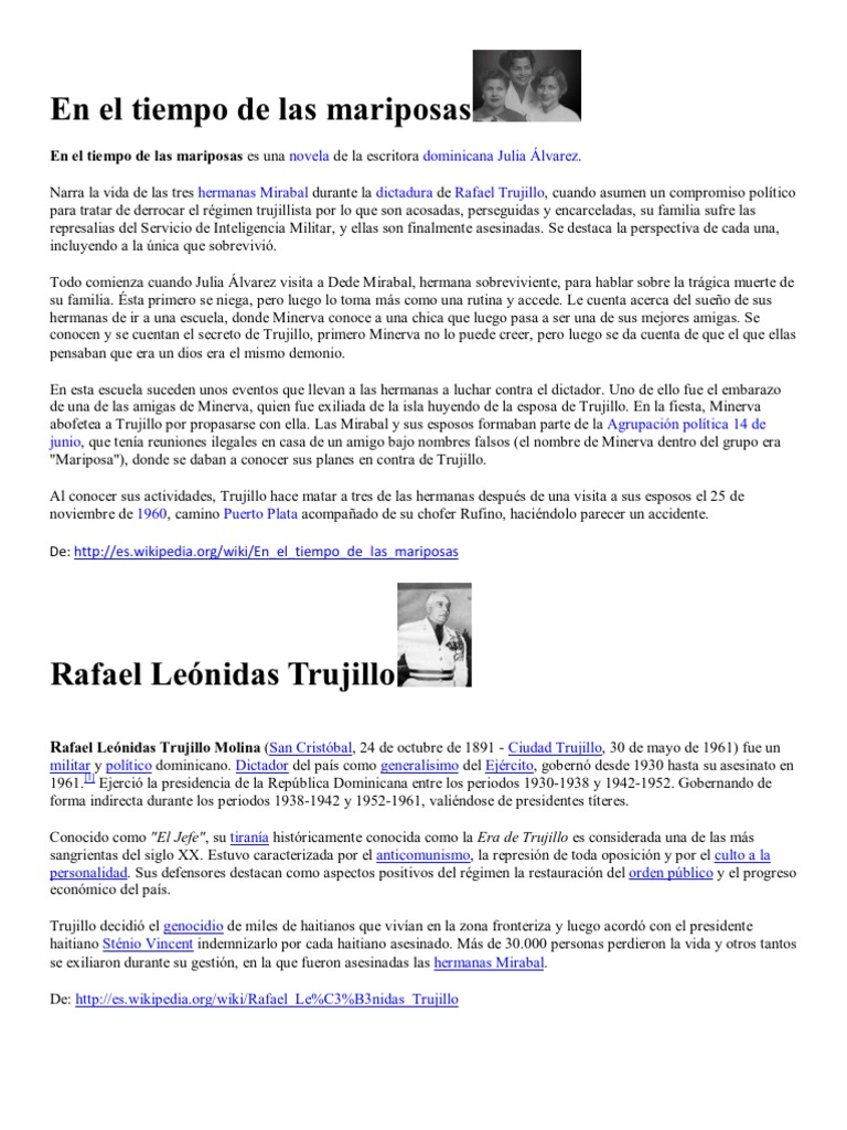 En El Tiempo de Las Mariposas Reading | PDF