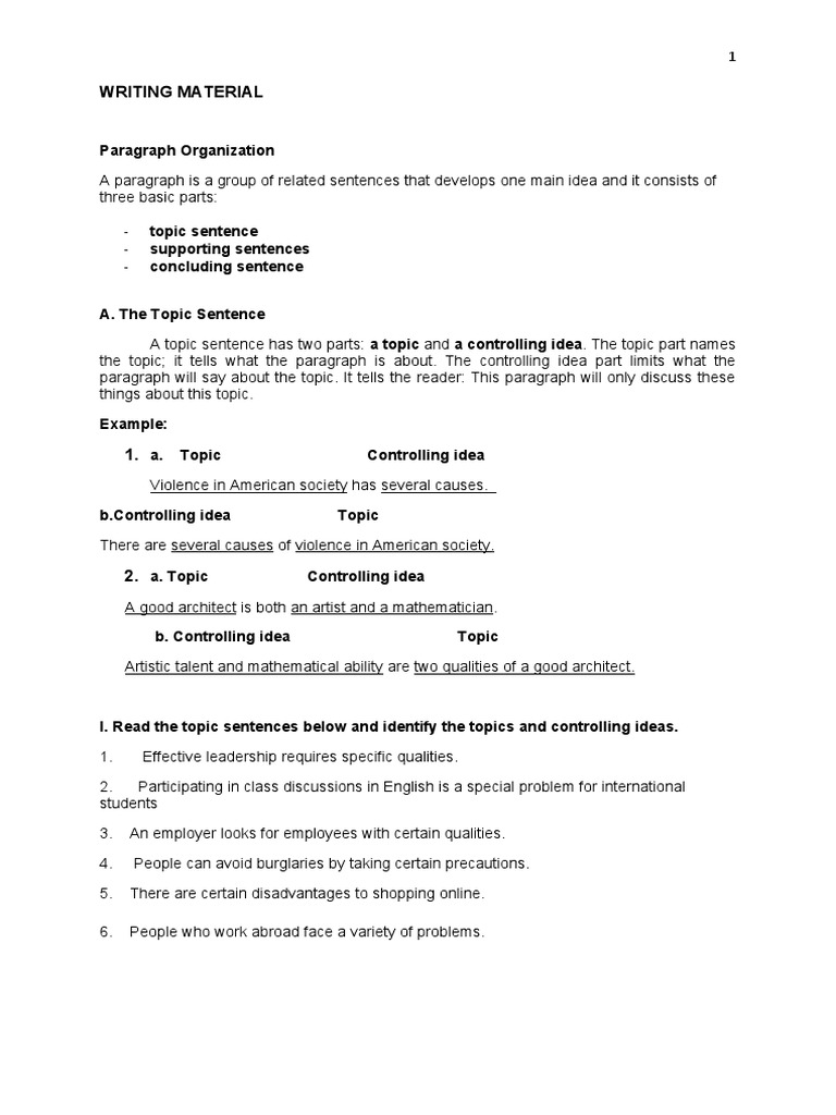 Writing Ex 1 | PDF | Question | Paragraph