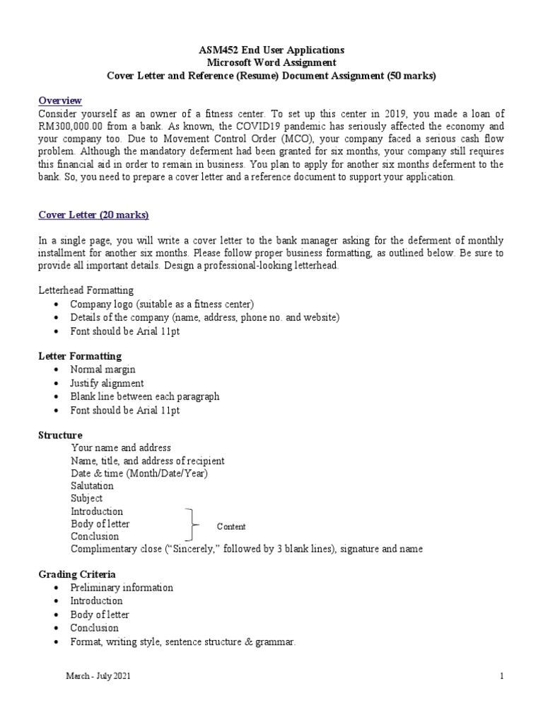 Assignment (MS Word) - Sem Mac 2021 5 May 2021 | PDF | Microsoft Word | Résumé