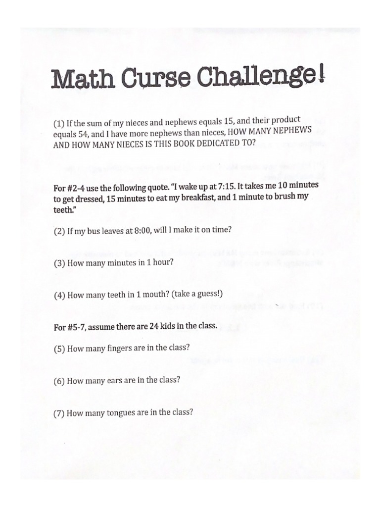 Math Curse Challenge | PDF