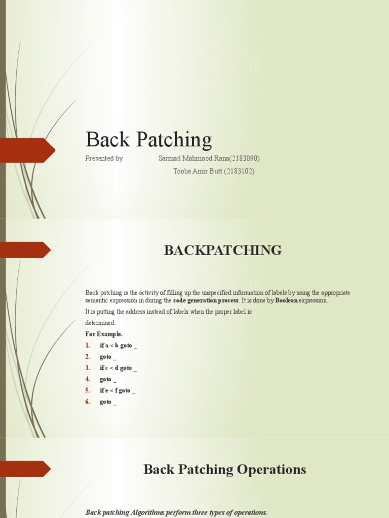 Back Patching CC Presentation | PDF | Control Flow | Boolean Data Type
