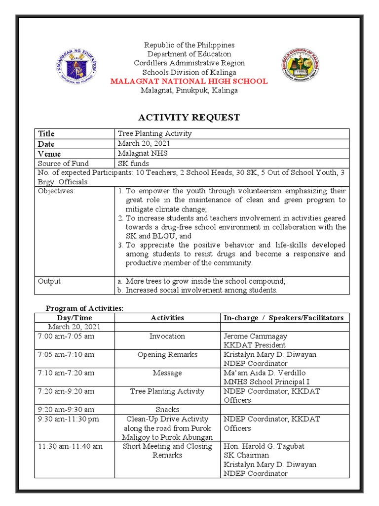 Tree Planting Activity Request | PDF | Curriculum | Educational Technology