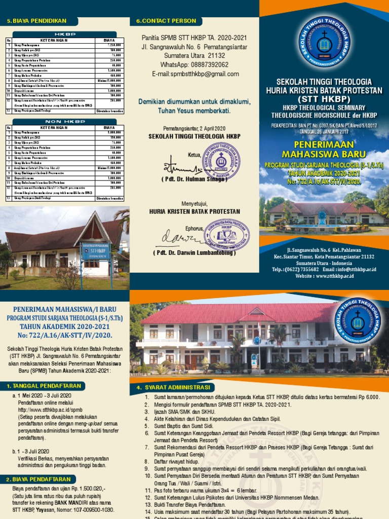 Brosur SPMB STT HKBP 2020/2021 | PDF