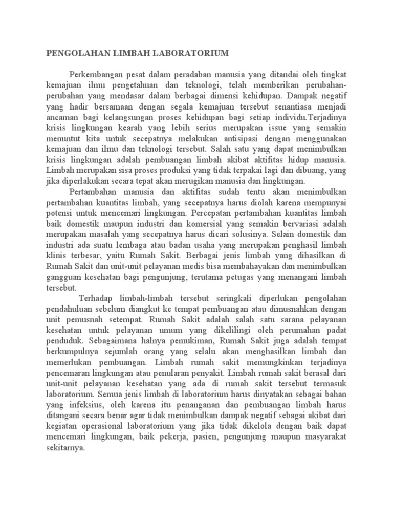 Pengolahan Limbah Laboratorium | PDF | Pengembangan Diri | Sains & Matematika