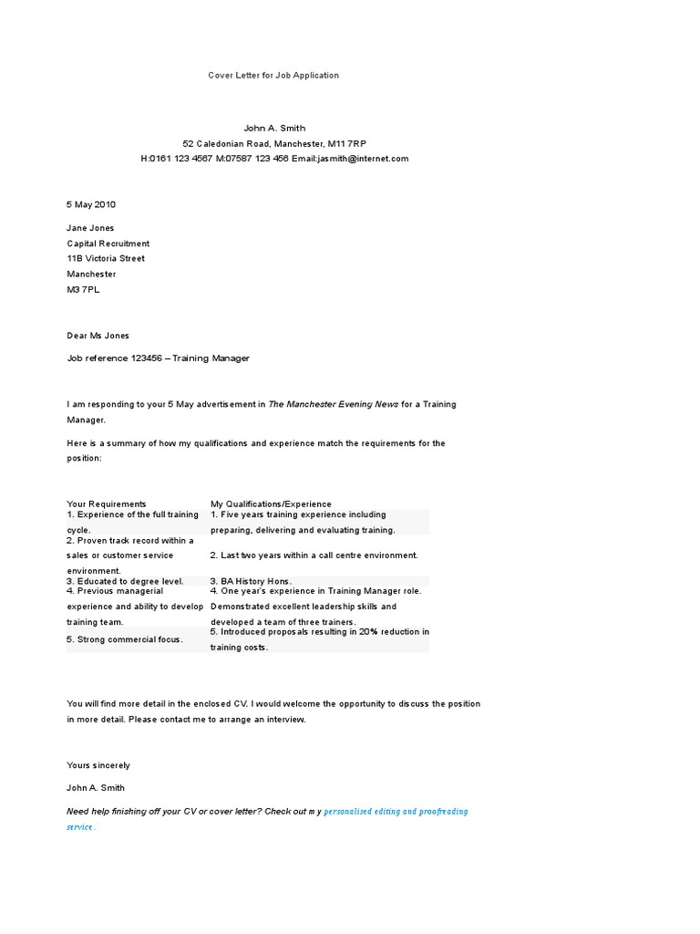 Cover Letter For Job Application in | PDF | Career & Growth | Business