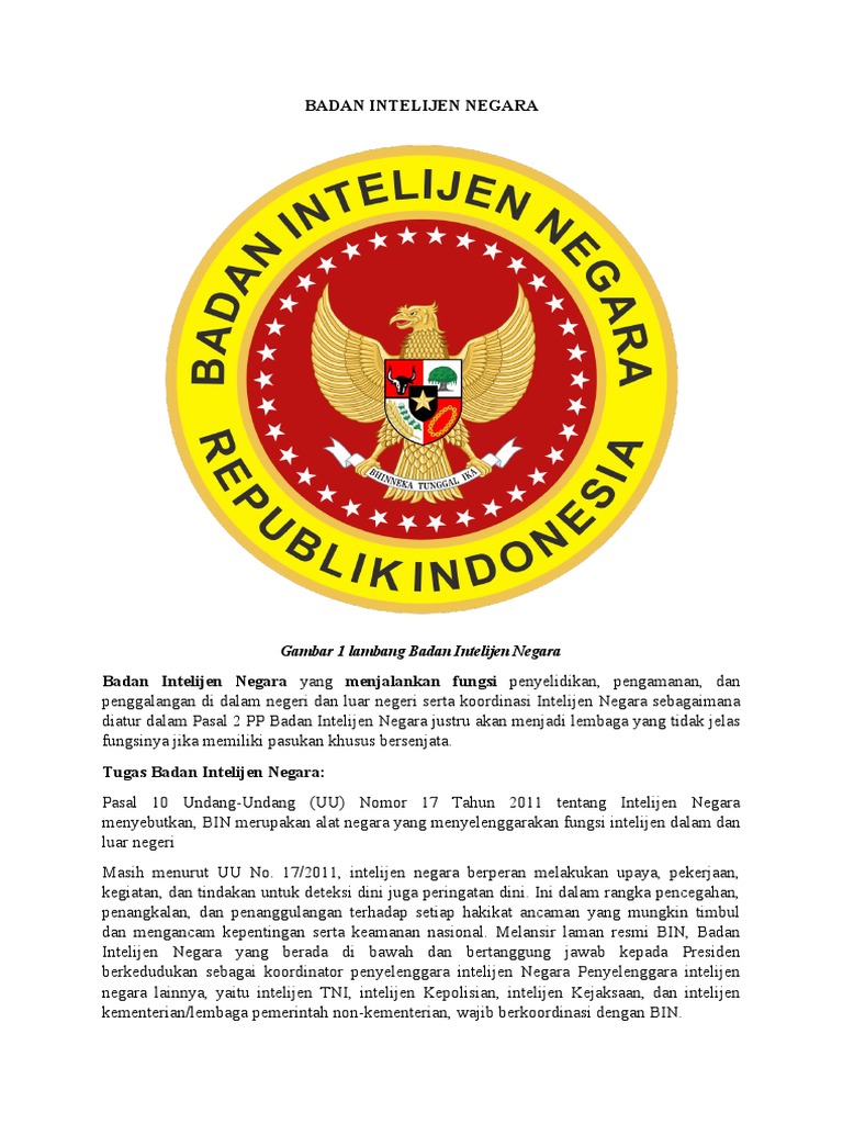 Badan Intelijen Negara | PDF