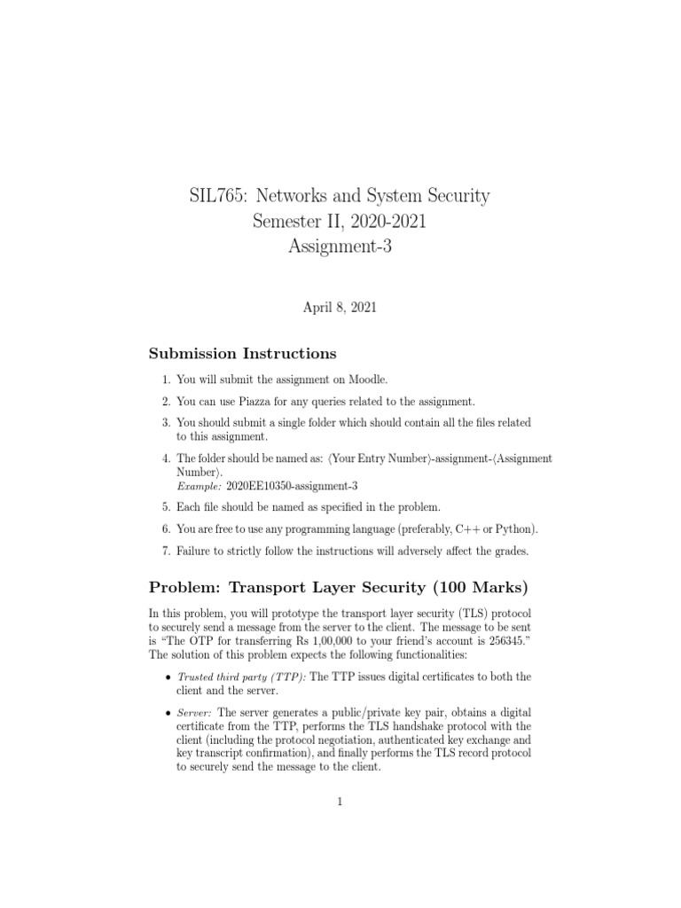 SIL765 Assignment 3 | PDF | Transport Layer Security | Public Key Cryptography