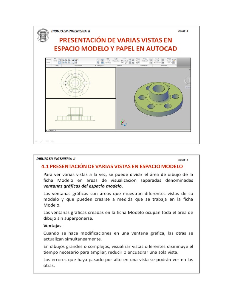 Clase 4-Presentación de Varias Vistas en Espacio Modelo y Papel en Autocad | PDF