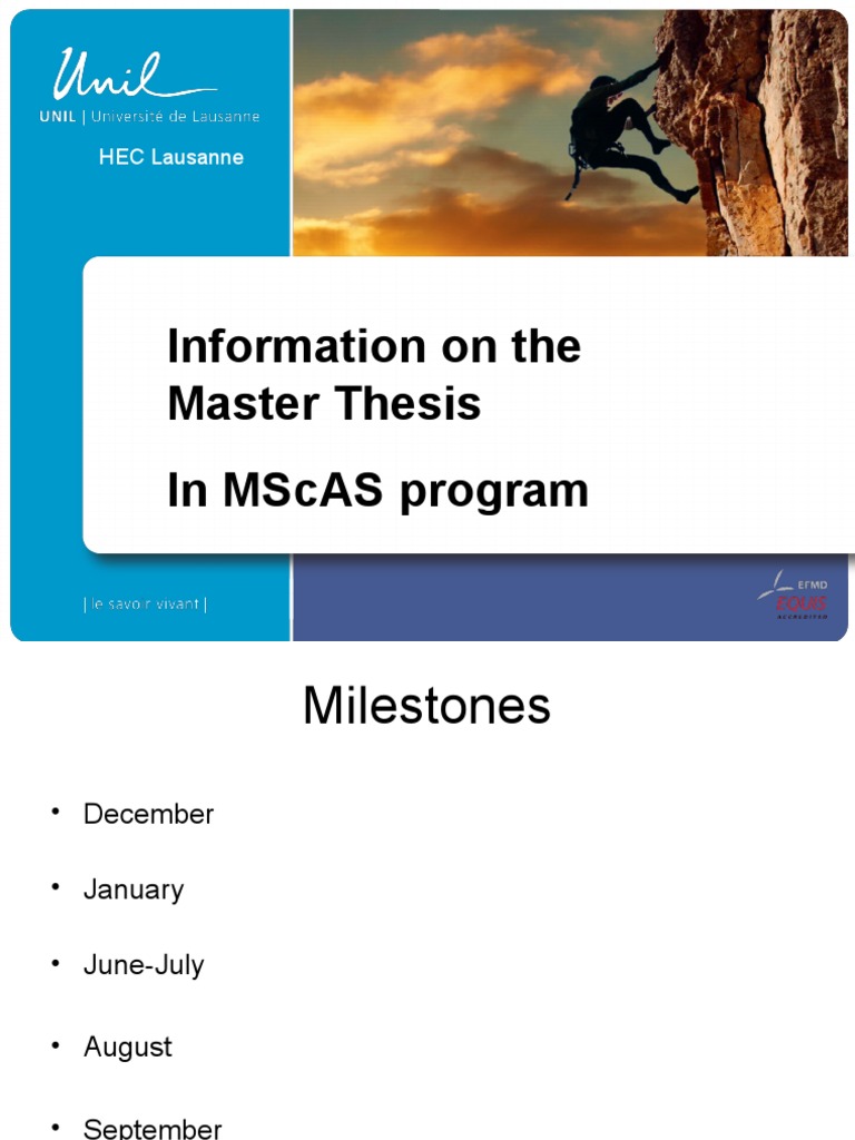 Information On The Master Thesis in Mscas Program: Hec Lausanne | PDF ...
